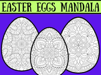 Easter Eggs Mandala Coloring Pages | 40 Mindfulness Easter Egg Designs ...
