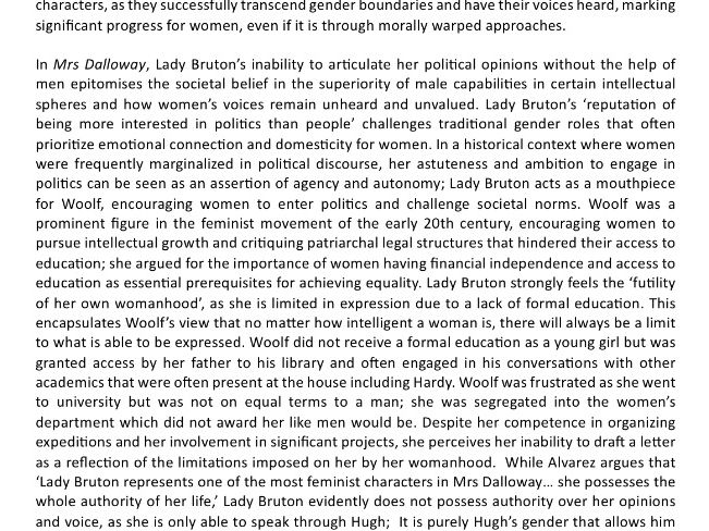 FULL MARKS A level English OCR Essay - Mrs Dalloway and Sense and ...