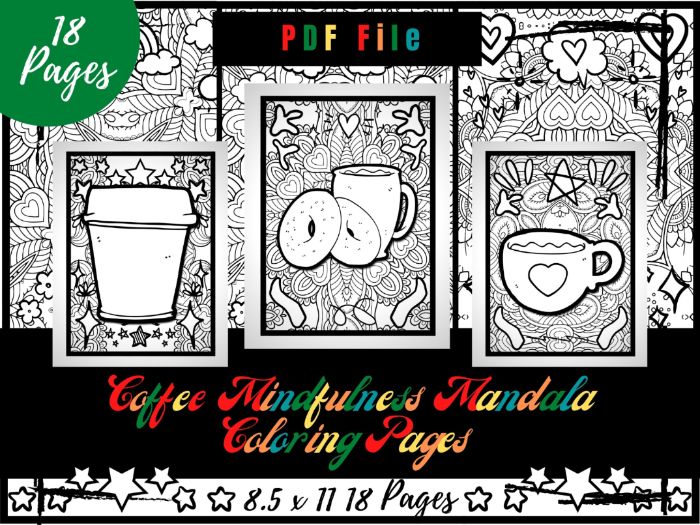Coffee Mindfulness Mandala Colouring Pages Morning Coffee Colouring 