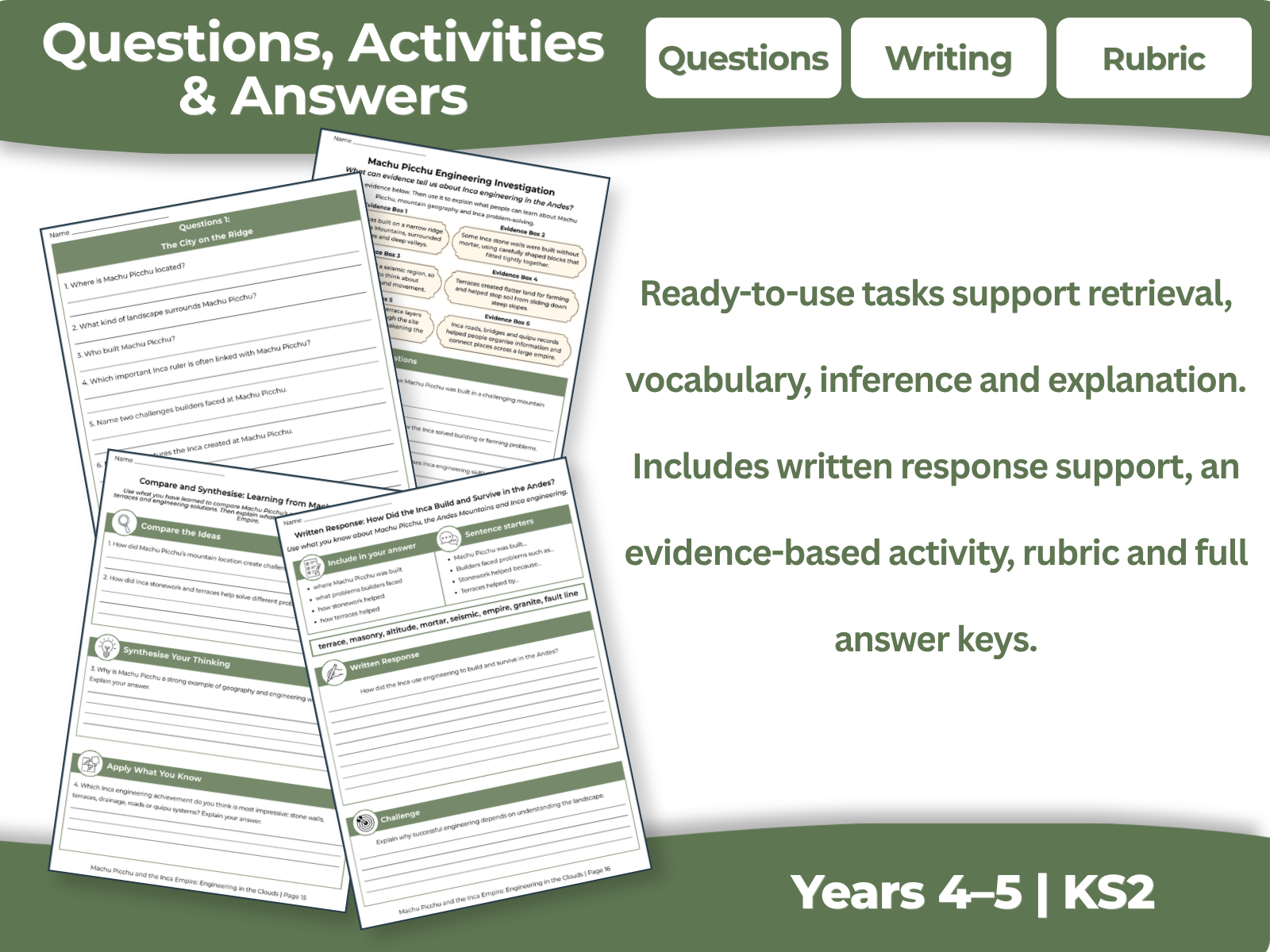 Machu Picchu KS2 Reading Comprehension | Inca Empire Worksheets | Years ...
