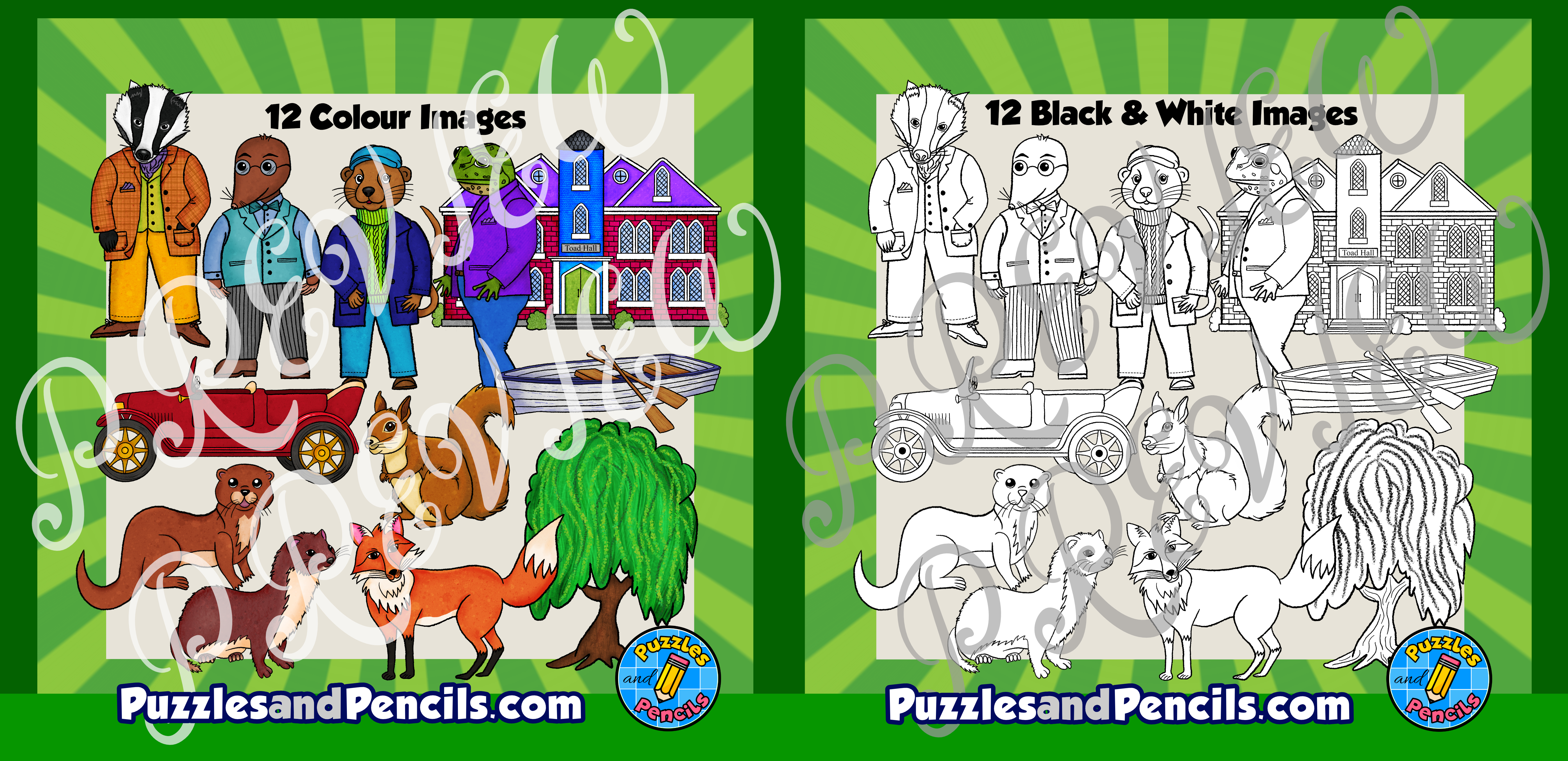 The Wind in the Willows Clip Art | Colour and Black & White | 12 ...