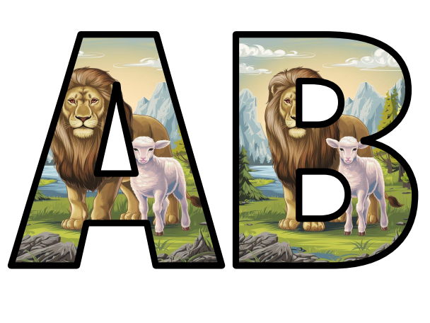 Bible Story God Creating Animals Lion and Lamb Lettering Set Display ...