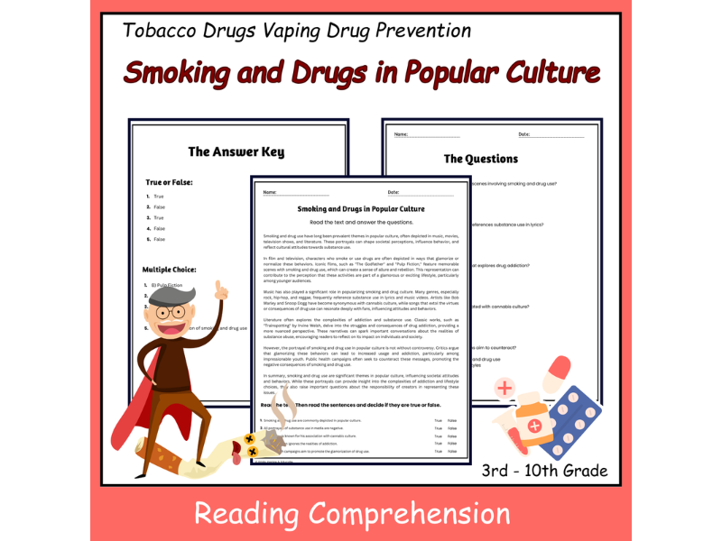 Smoking and Drugs in Popular Culture Reading Comprehension Passages ...