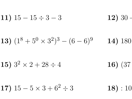 Order of operations (expressions with powers) worksheet (with solutions ...