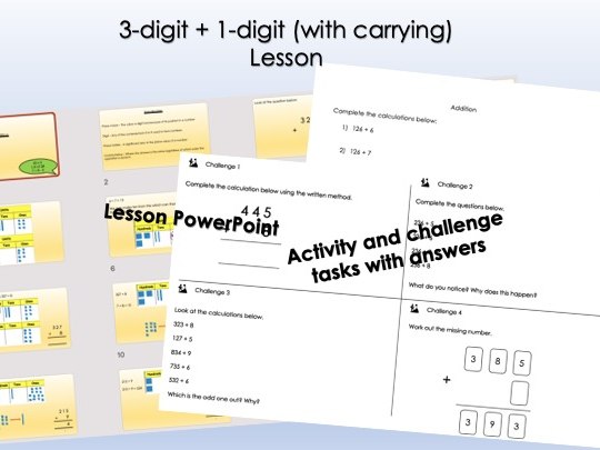 Year 3 Addition And Subtraction 3 digit 1 digit Triple Lesson 