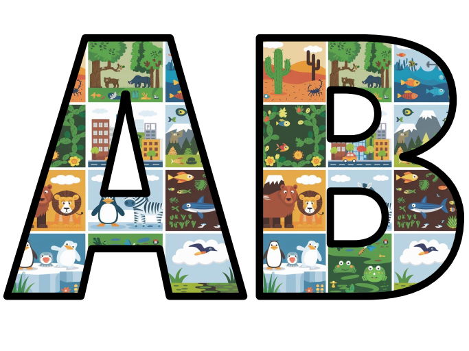 Animal Habitats Science Geography Lettering Set Display Title Letters ...