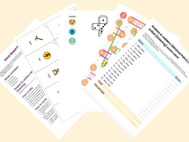 Snakes & Ladders (Minimal Pairs /w/ /r/ initial) - Voca Quest Printable ...