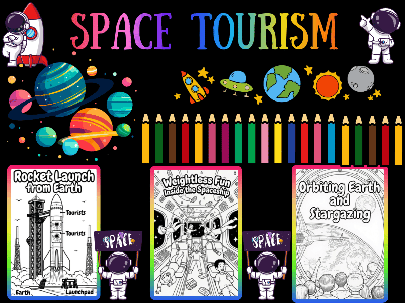 Space Tourism Coloring Pages for Kids | NO PREP Printable STEM Activity ...