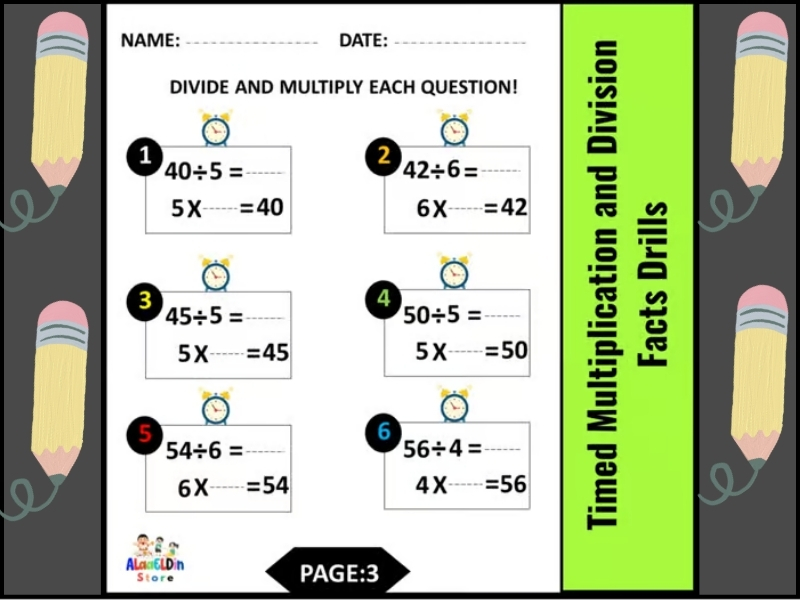 Timed Multiplication and Division Facts Drills | Teaching Resources
