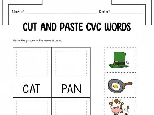 Cut and Paste CVC Words Worksheets | Teaching Resources