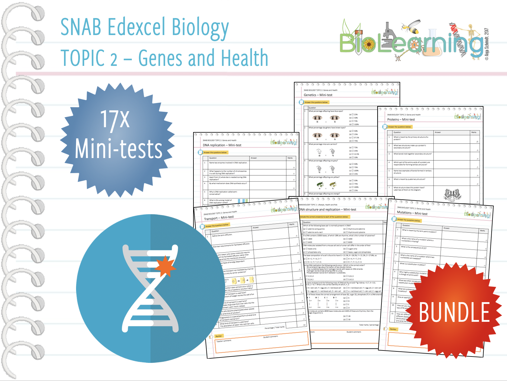 SNAB Biology Topic 2 - 17x Mini-tests | Teaching Resources