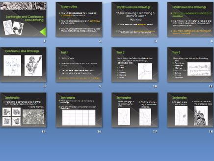 Continuous Line and Zentangle Presentation/Activities. | Teaching Resources