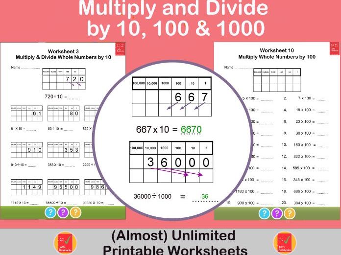 Multiply And Divide Whole Numbers By 10 100 And 1000 Teaching Resources