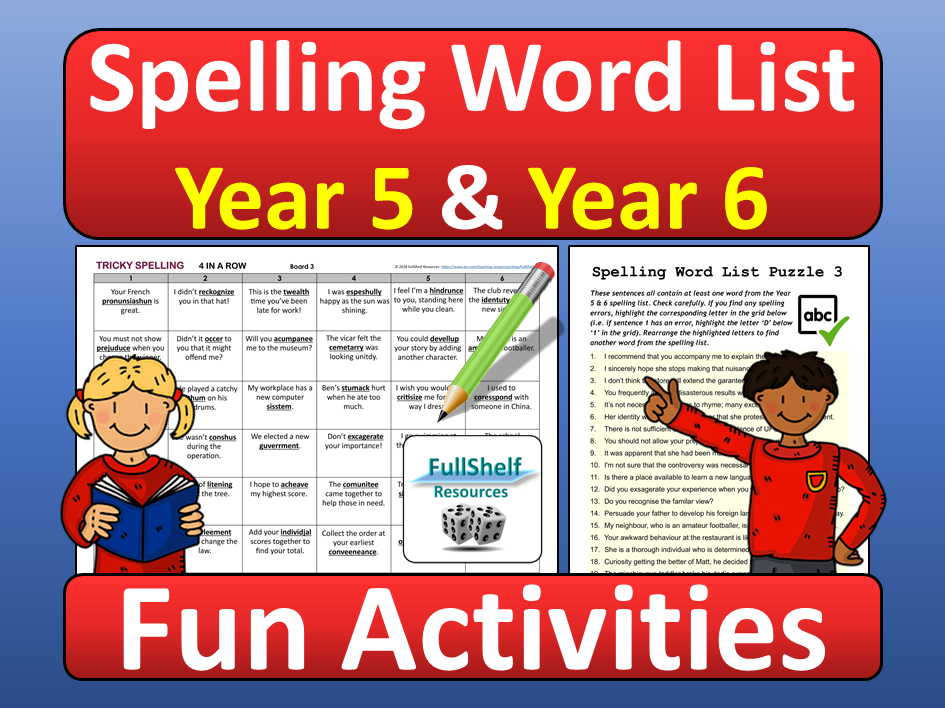 Spelling Games Activities Year 5 And 6 Teaching Resources