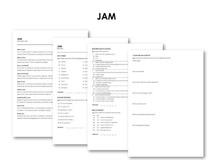 JAM (Infotext and Exercises) | Teaching Resources