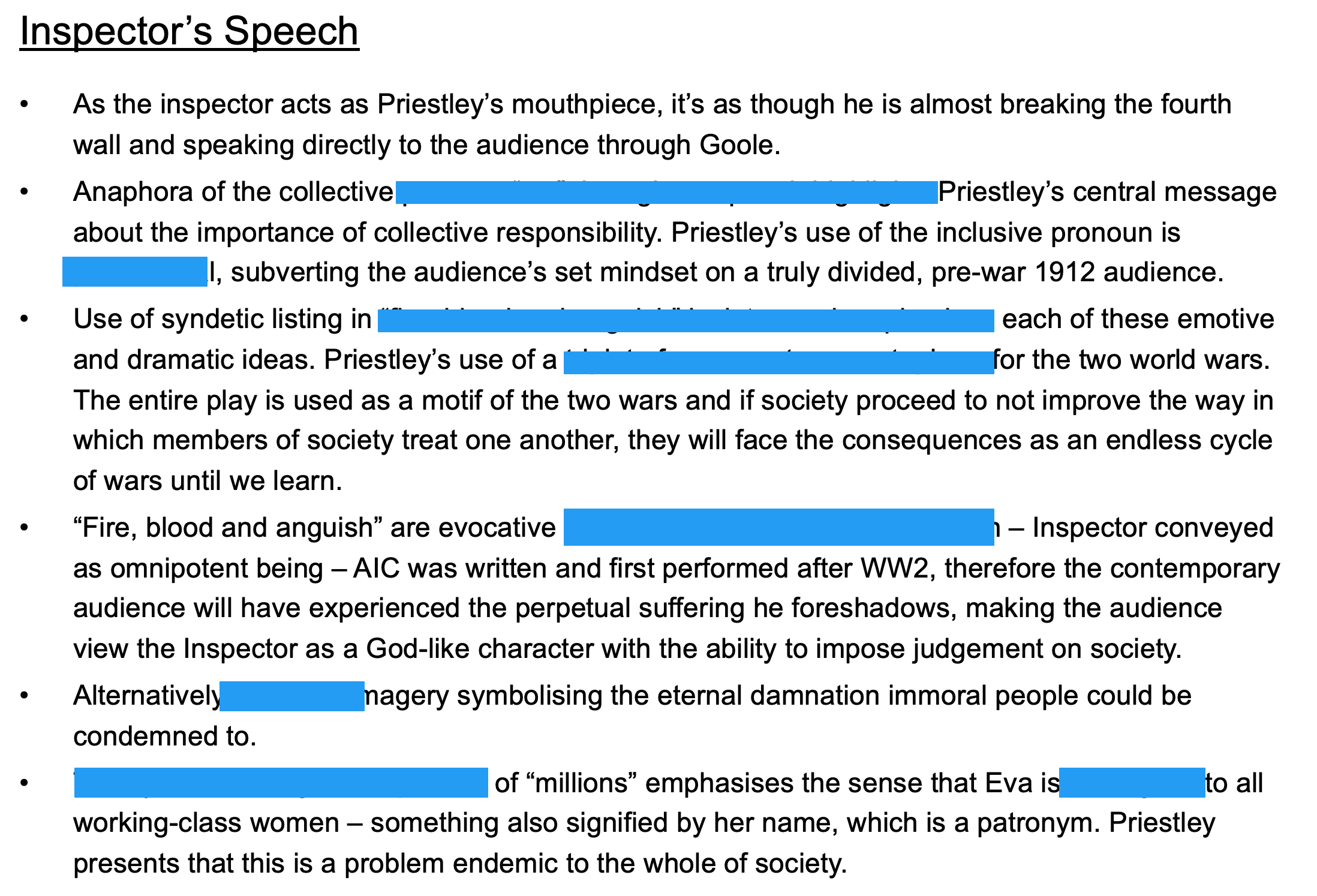 Gcse An Inspector Calls Inspector Goole Key Quotations Grade Hot Sex