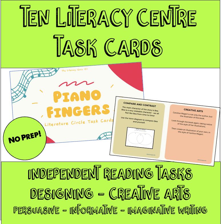 Resource Bundle - Piano Fingers - Comprehension Guide - Task Cards ...