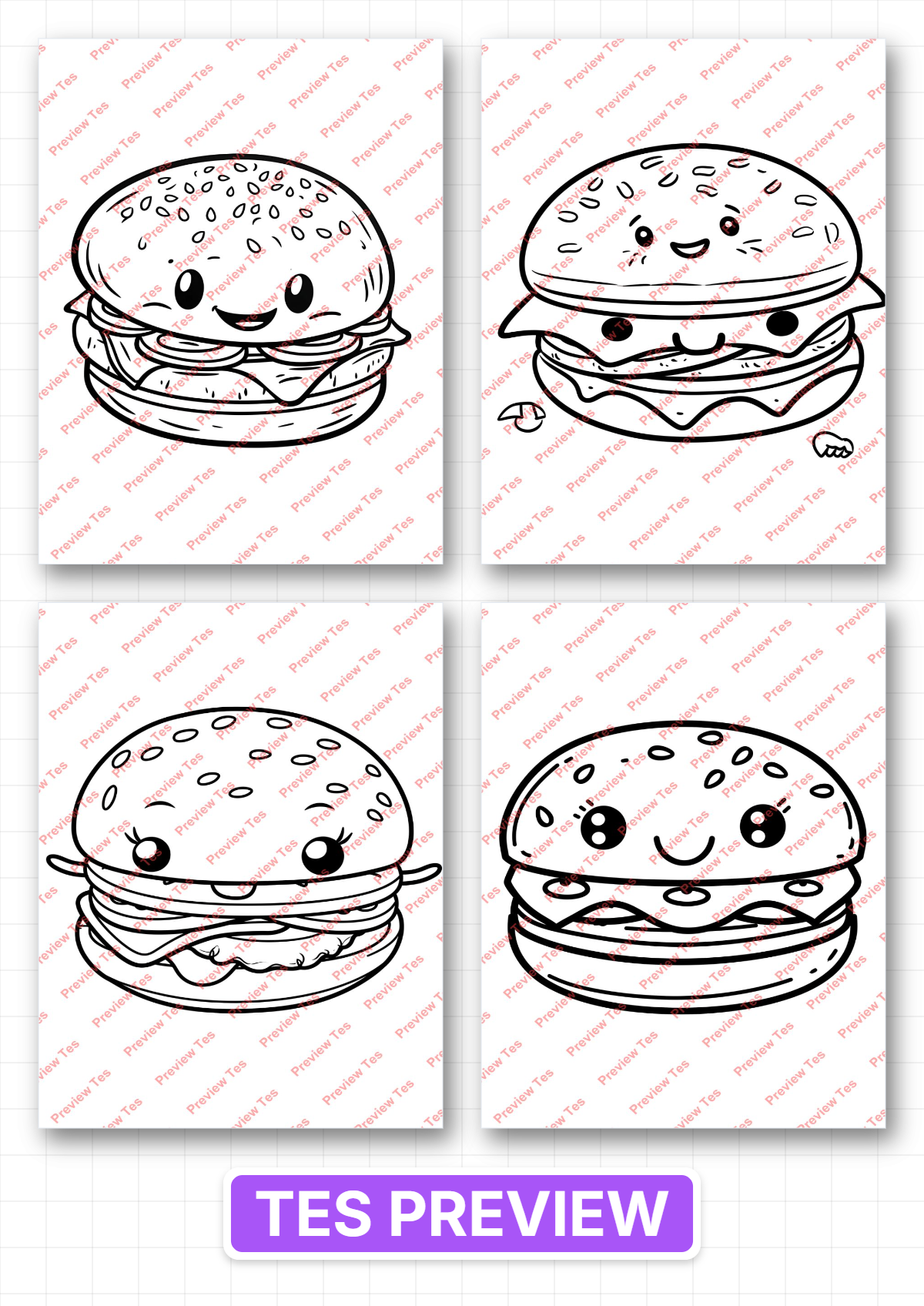Hamburger Coloring Pages | Cute Food Colouring Sheets - Fun Art ...