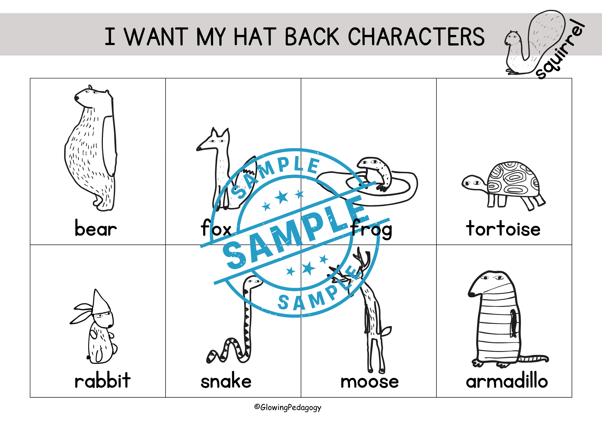 I Want My Hat Back Characters Colouring Pages: Puppets and Worksheets ...