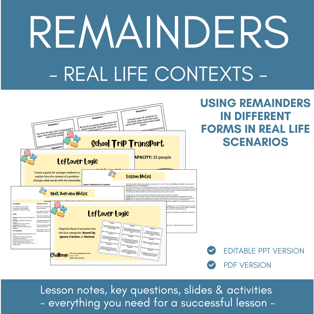 Real Life Division & Remainders in Context | Lesson Notes, Slides ...
