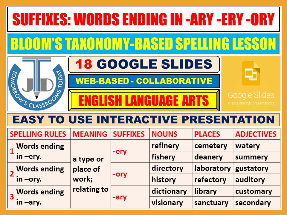 SUFFIXES WORDS ENDING IN ARY ERY ORY 18 GOOGLE SLIDES Teaching SUFFIXES WORDS ENDING IN ARY ERY ORY 18 GOOGLE SLIDES Teaching