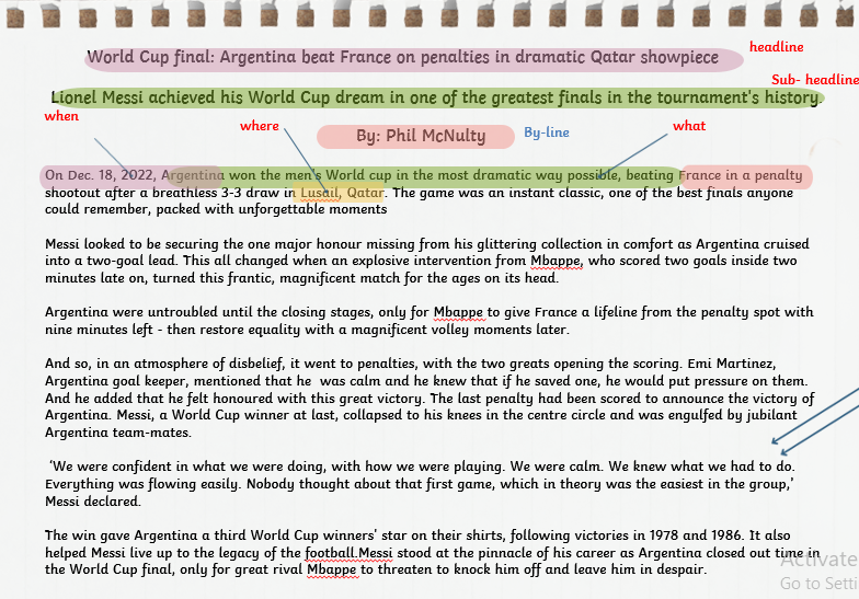 Cambridge Primary English Checkpoint Newspaper Report Writing ...
