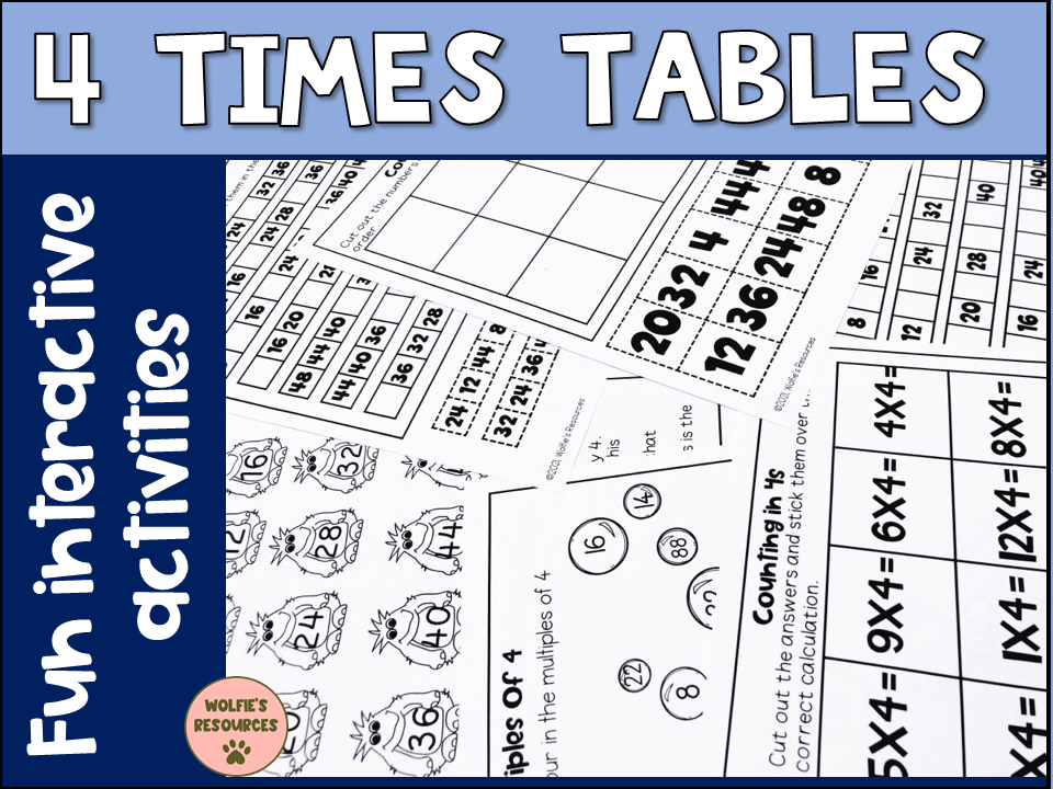 4 Times Table Activities Teaching Resources