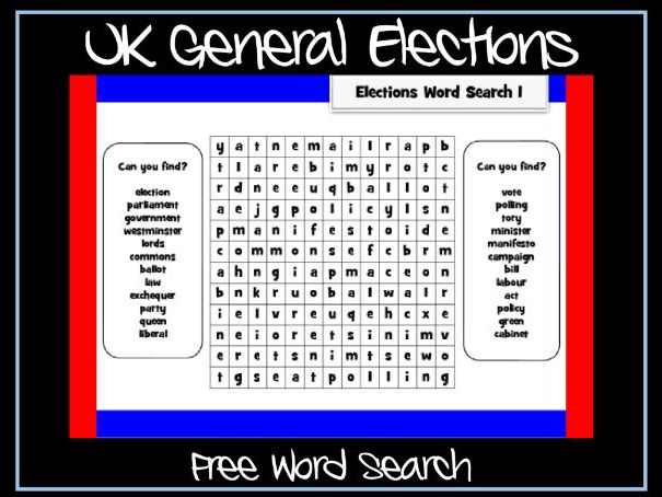 General Election Wordsearch | Teaching Resources