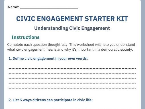 Understanding Civic Engagement - High School Social Studies Worksheet ...