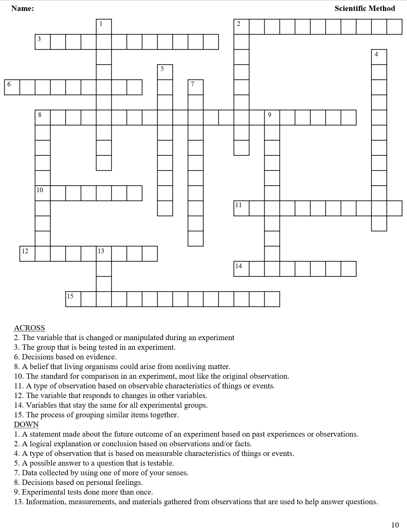 Scientific Method Word Search Vocabulary: Scientific Thinking