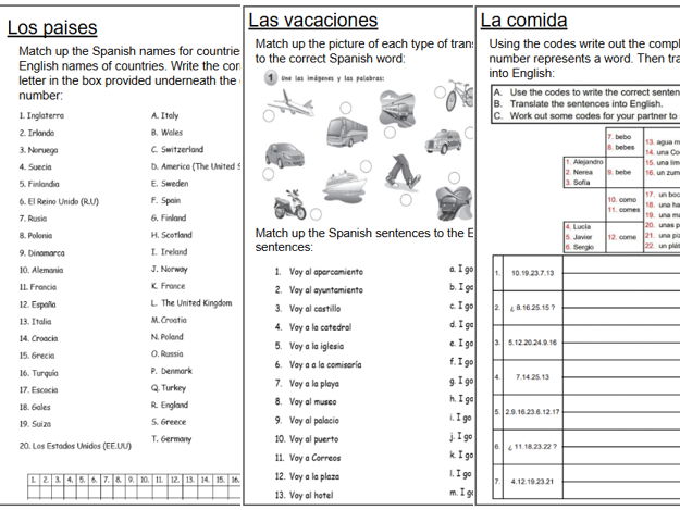 Year 8 Spanish Worksheets | Teaching Resources