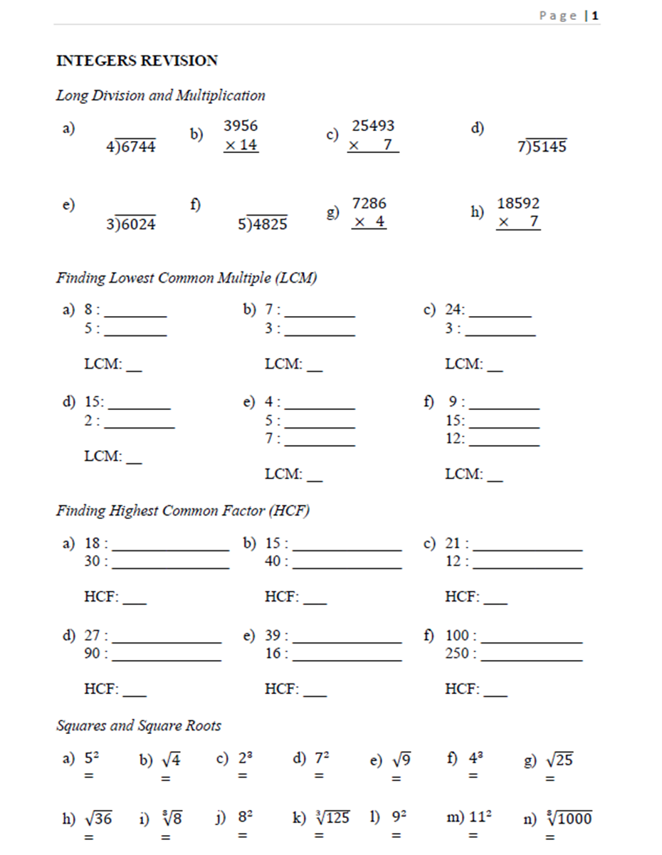 Year 8 Maths Revision Booklet Teaching Resources Year 8 Maths Revision Booklet Teaching Resources