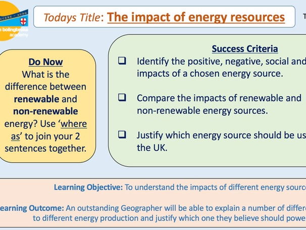 The Impacts of Energy Production | Teaching Resources