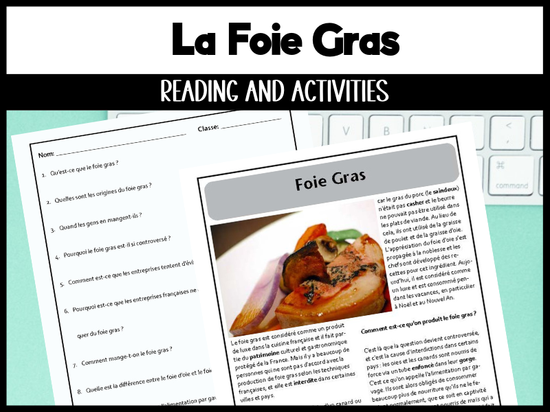 French reading comprehension activity - Foie Gras | Teaching Resources