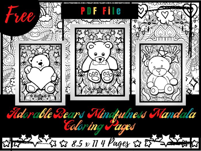 FREE Adorable Bears Mindfulness Mandala Coloring Pages, FREE Animals ...