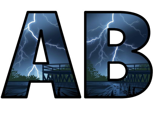Lightning Thunder Storm Rain Weather Nature Lettering Set Display Title ...