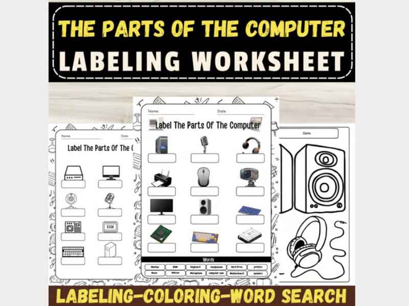 Label the Parts of the Computer: Computer Components Back To School Activities | Teaching Resources