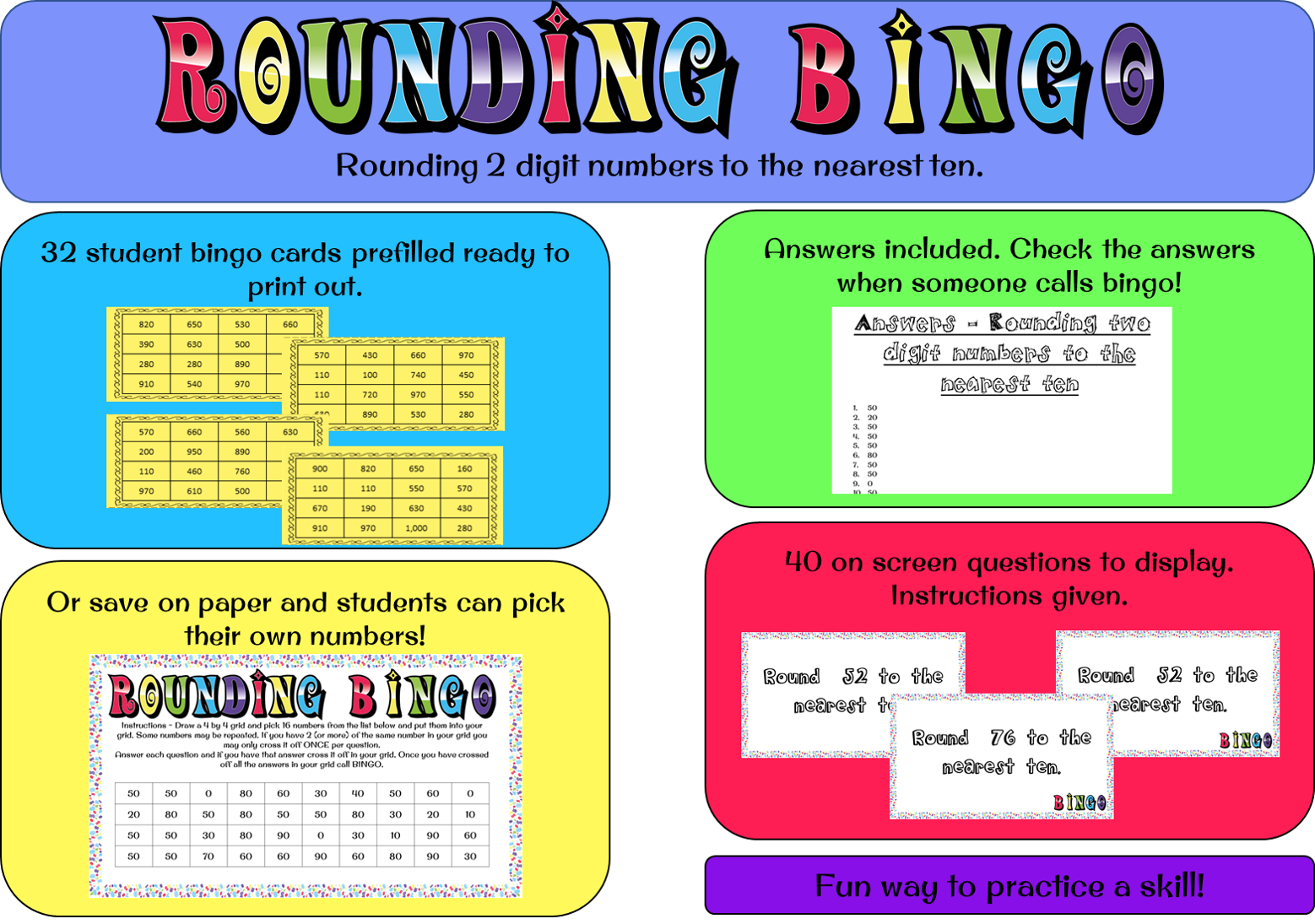 Rounding To The Nearest 10 With 2 Digits BINGO Teaching Resources