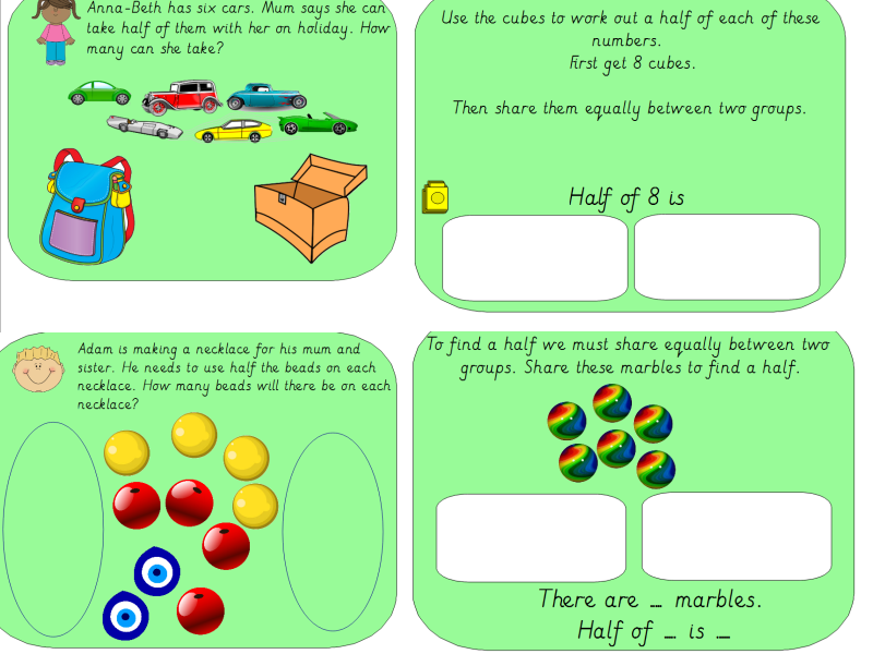 Year 1 Finding A Half Of A Number Teaching Resources