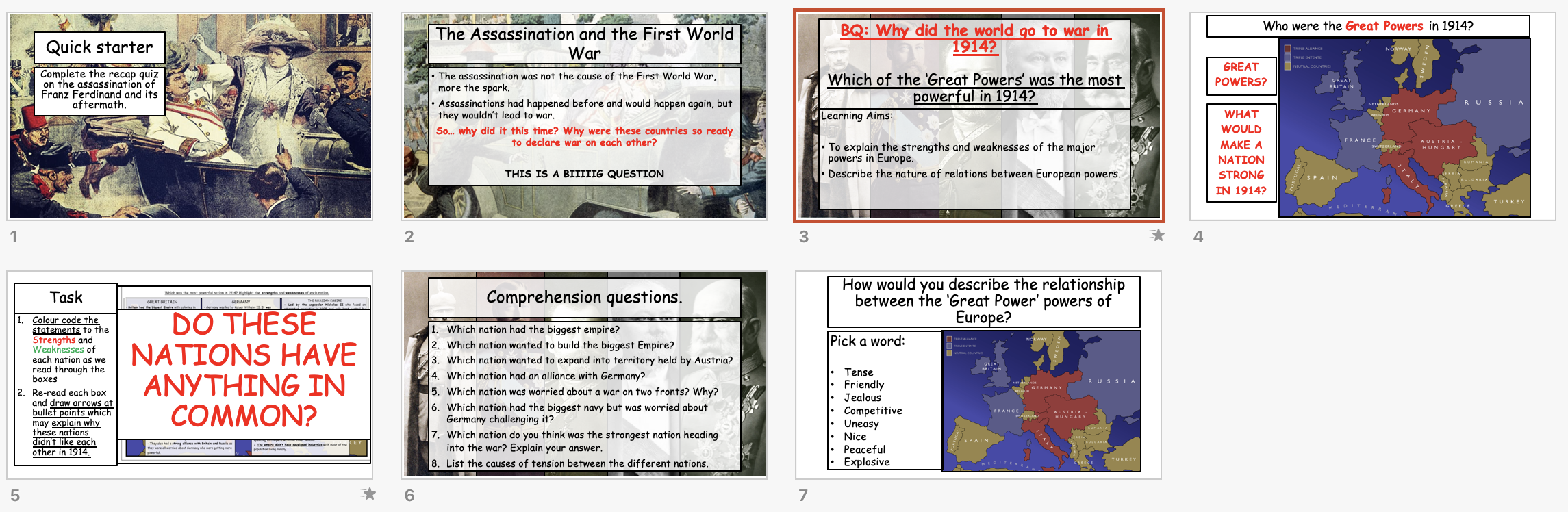 KS3 WW1 causes - 2. Which of the 'Great Powers' was most powerful in ...