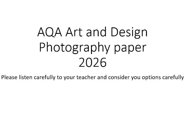 AQA GCSE Photography exam paper - artists and additional artists ...