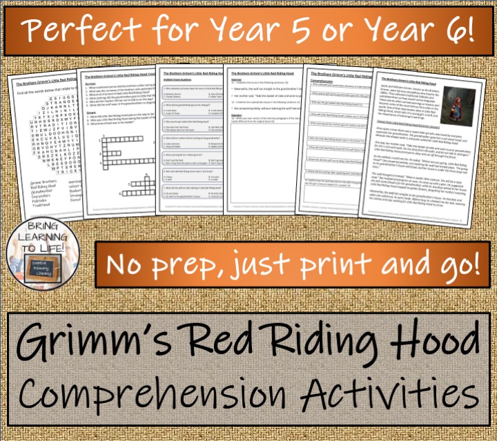 Brothers Grimm's Little Red Riding Hood Reading Comprehension | Year 5 or Year 6 | Teaching ...