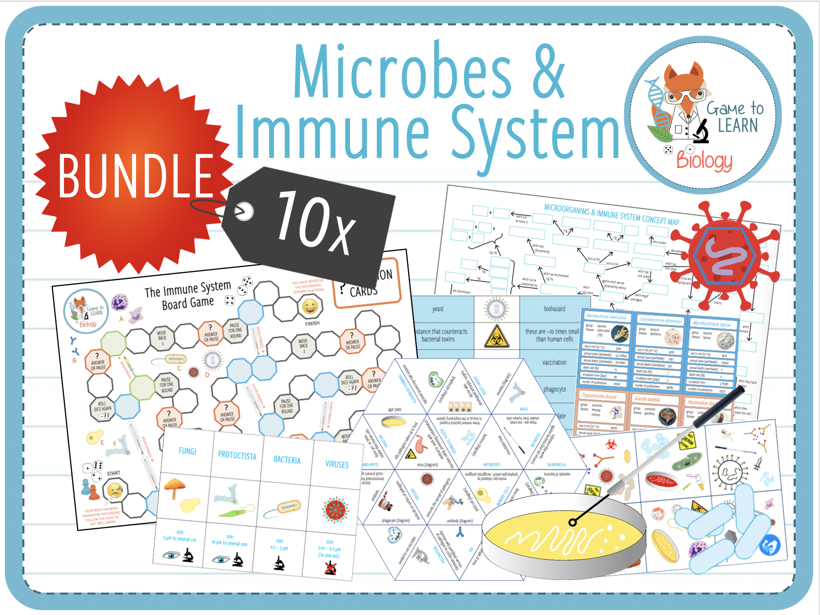 Microbes, pathogens and immune system - 10x Activities (KS3/4 ...