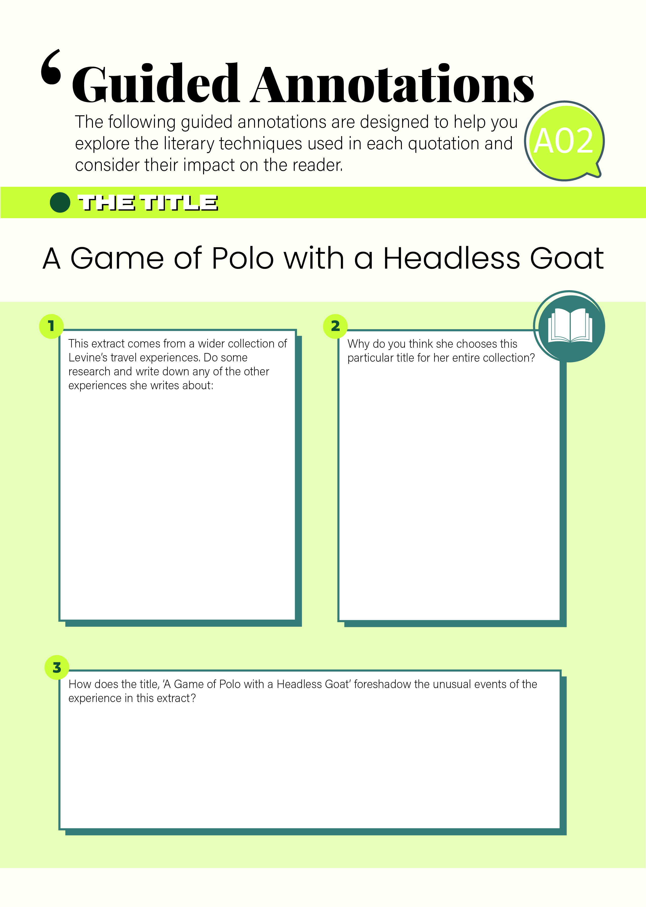 'A Game of Polo With a Headless Goat' - iGCSE English Language Workbook ...