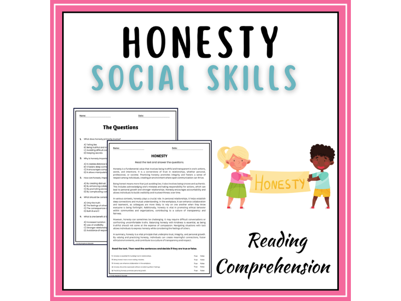 Honesty - Reading Comprehension Passages & Questions Worksheets ...