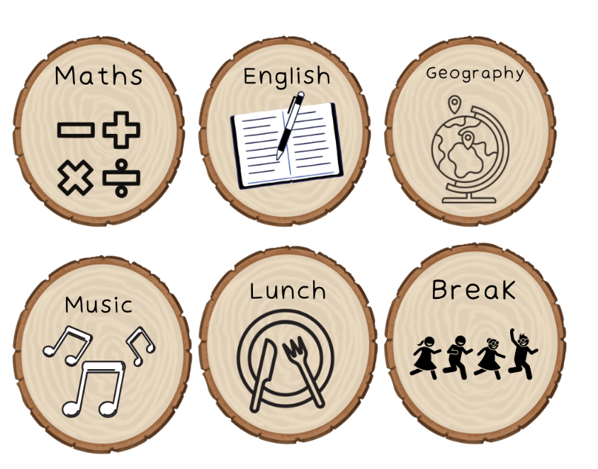 Visual Timetable Natural Wooden Logs | Teaching Resources