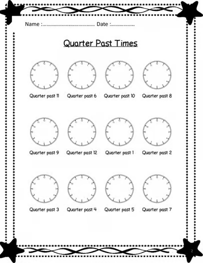Drawing Hands on Clocks - quarter past - clock worksheet - 1st -2nd ...