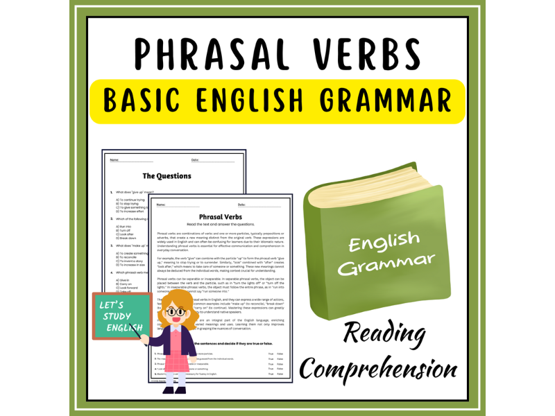 Phrasal Verbs Reading Comprehension Passages & Questions Worksheets ...