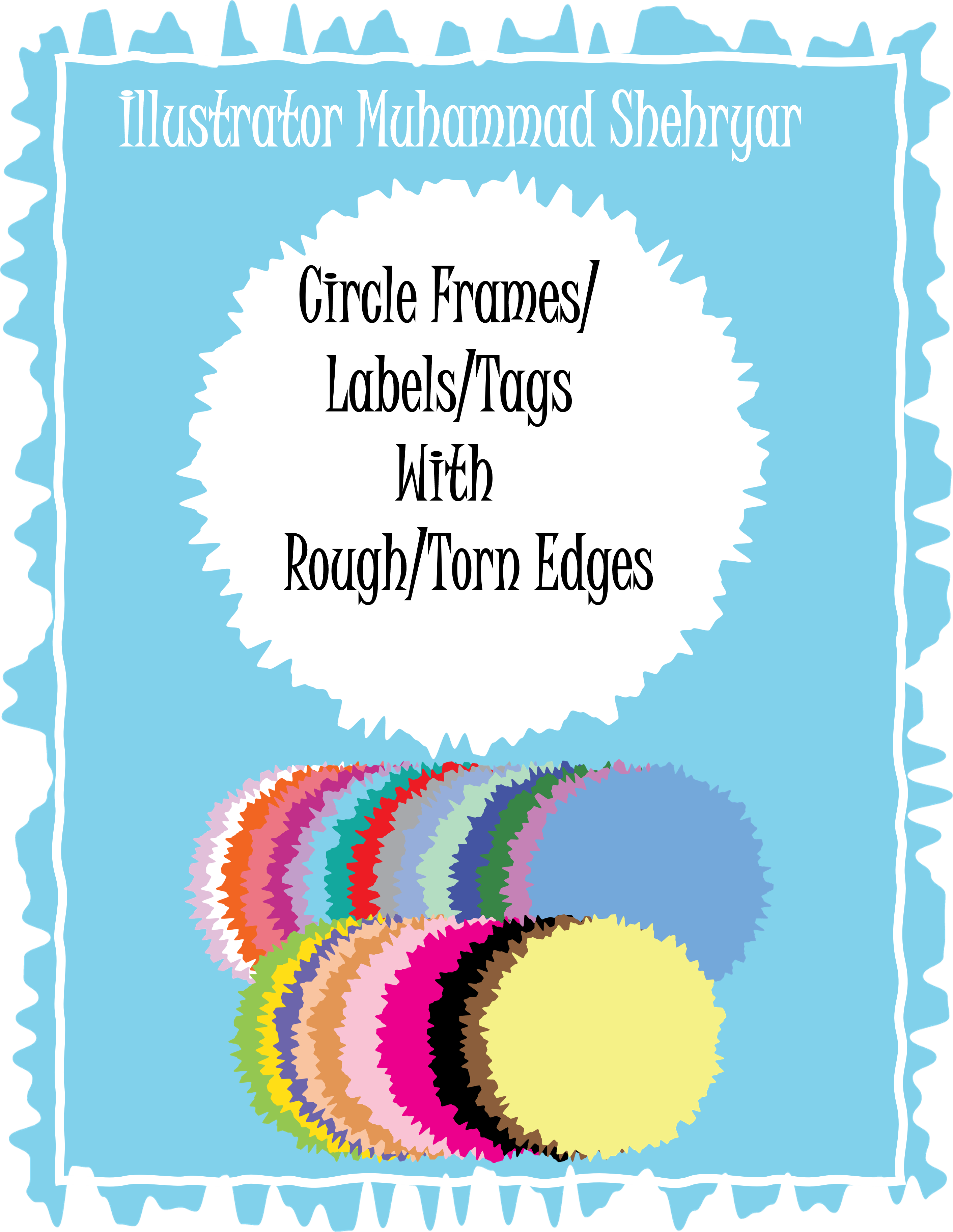 Circle Frames/Labels/Tags with Rough/Torn Edges for Personal ...