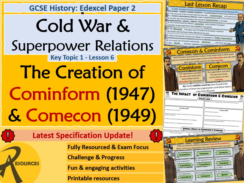 GCSE History Edexcel Unit 1 Bundle Cold War and Superpower Relations ...